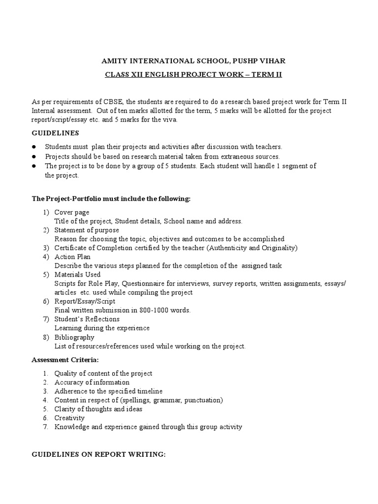 Class Xii Project File Work | PDF | Essays | Narrative