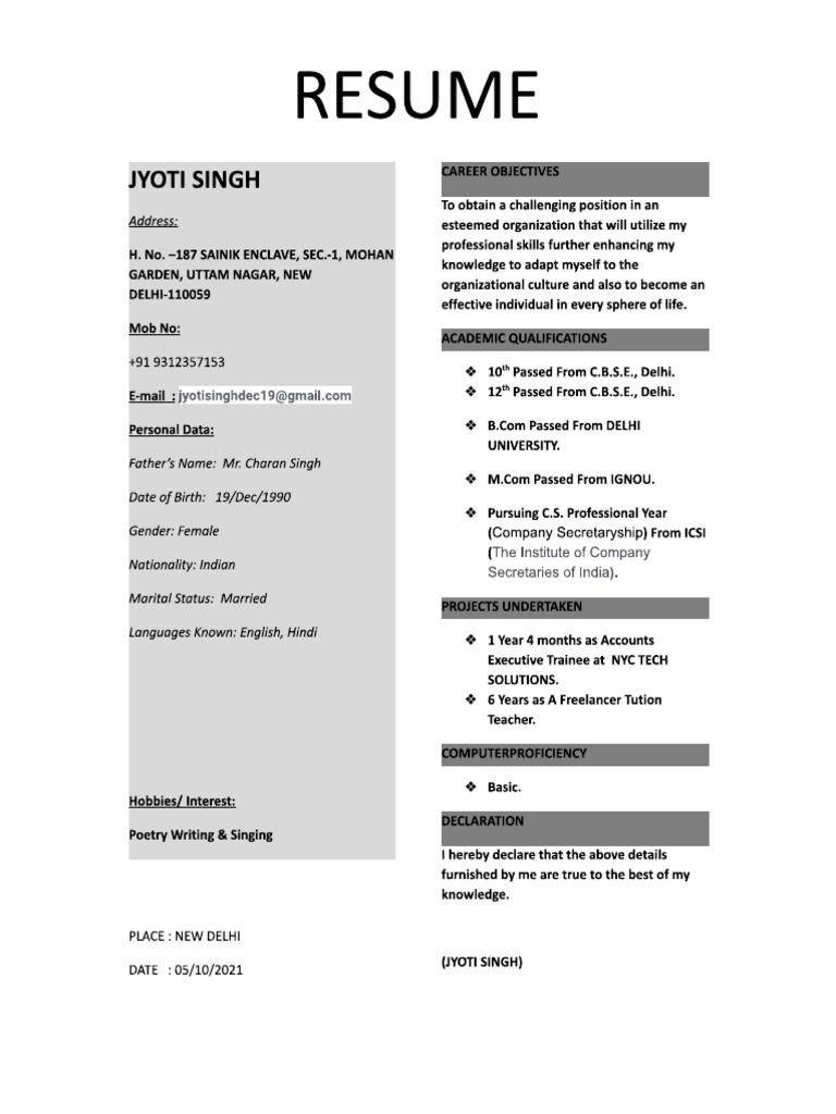 Jyoti Resume | PDF