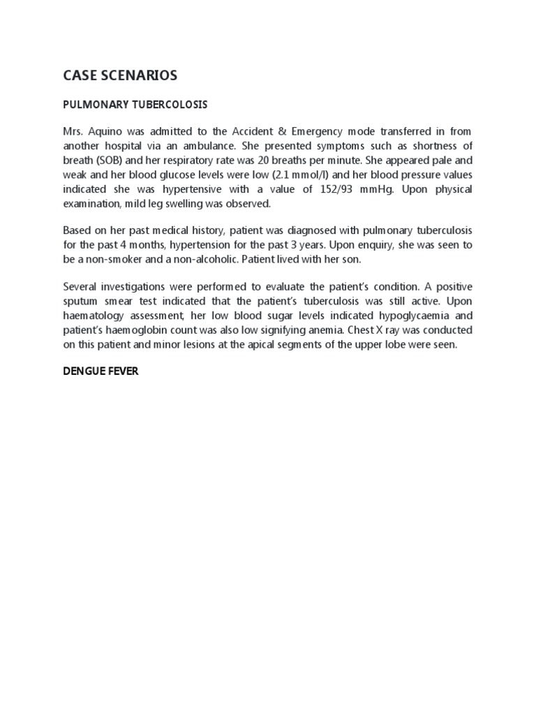 Pulmonary Tuberculosis Case Study | PDF