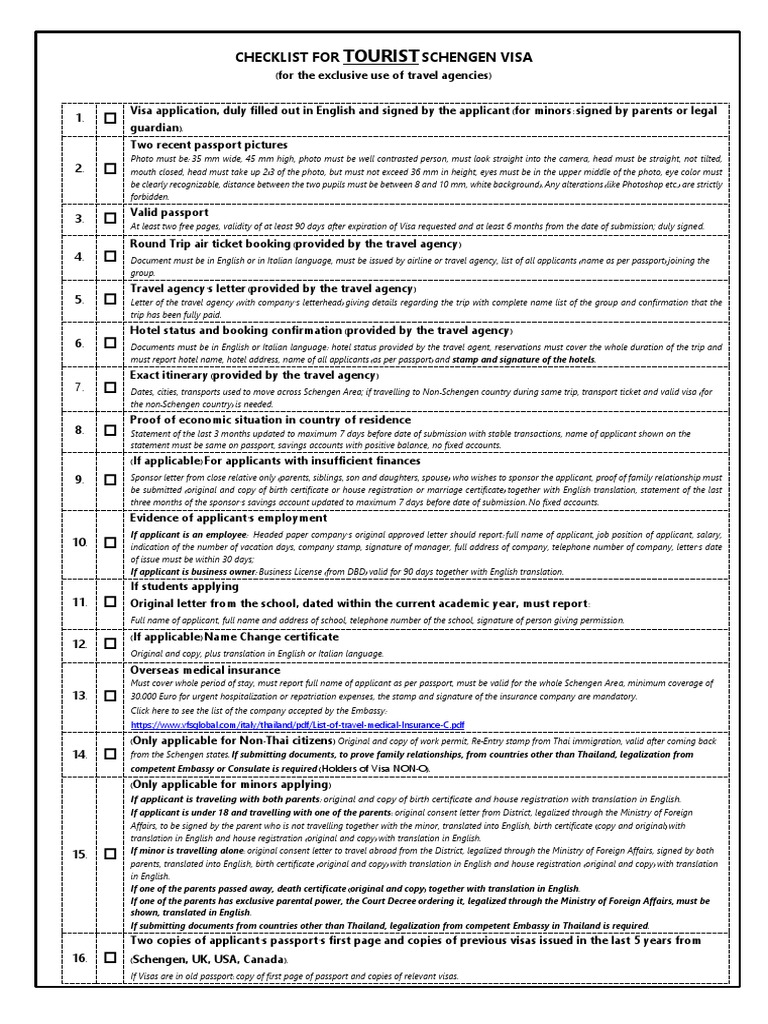 Italy Tourist Visa Requirements (Travelling With Tour) | PDF | Travel ...