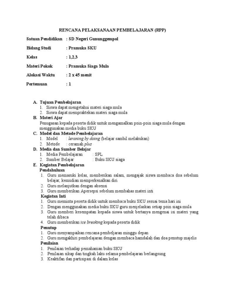 RPP Pramuka Siaga Mula | PDF