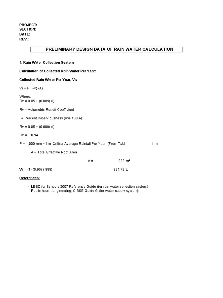 Rain Water Calculation (300mmh) | PDF | Chemical Engineering | Civil ...