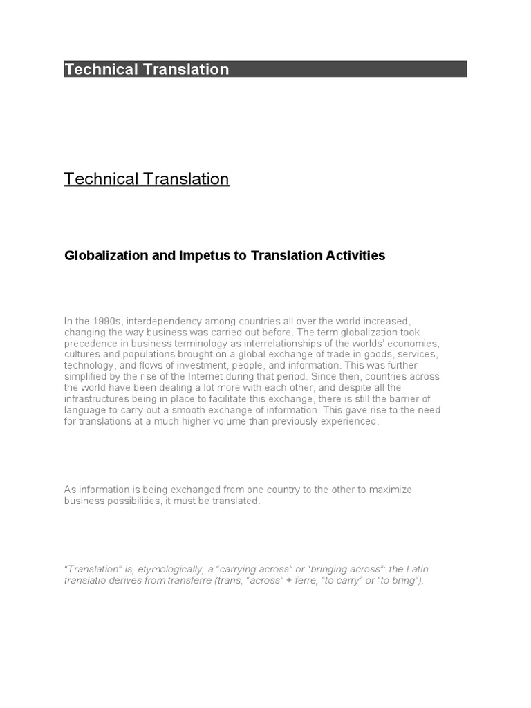 Technical Translation | PDF | Translations | Engineering