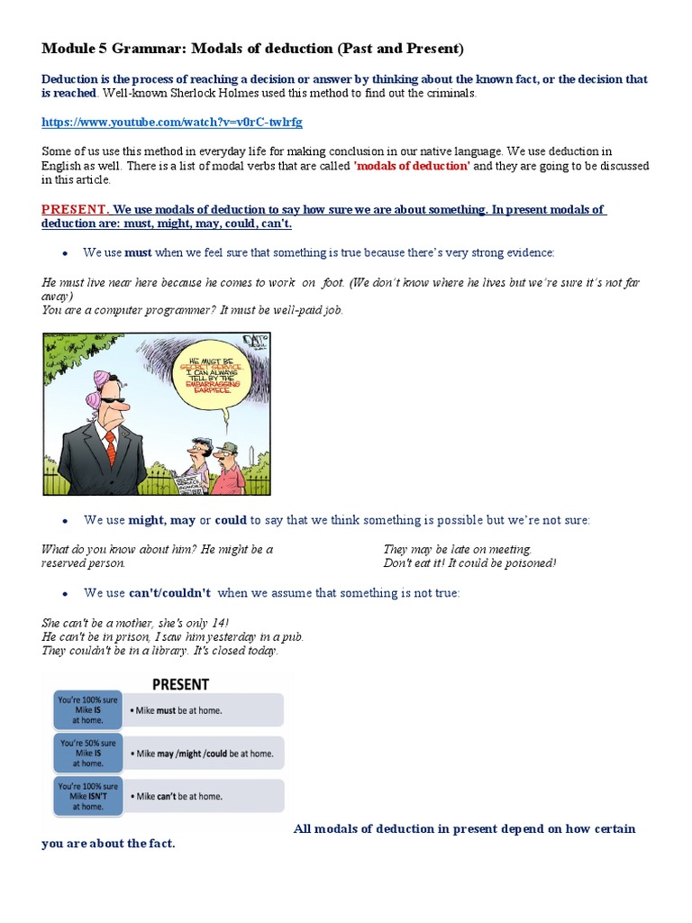 Module 5 Grammar Modal Verbs of Deduction | PDF | Deductive Reasoning ...