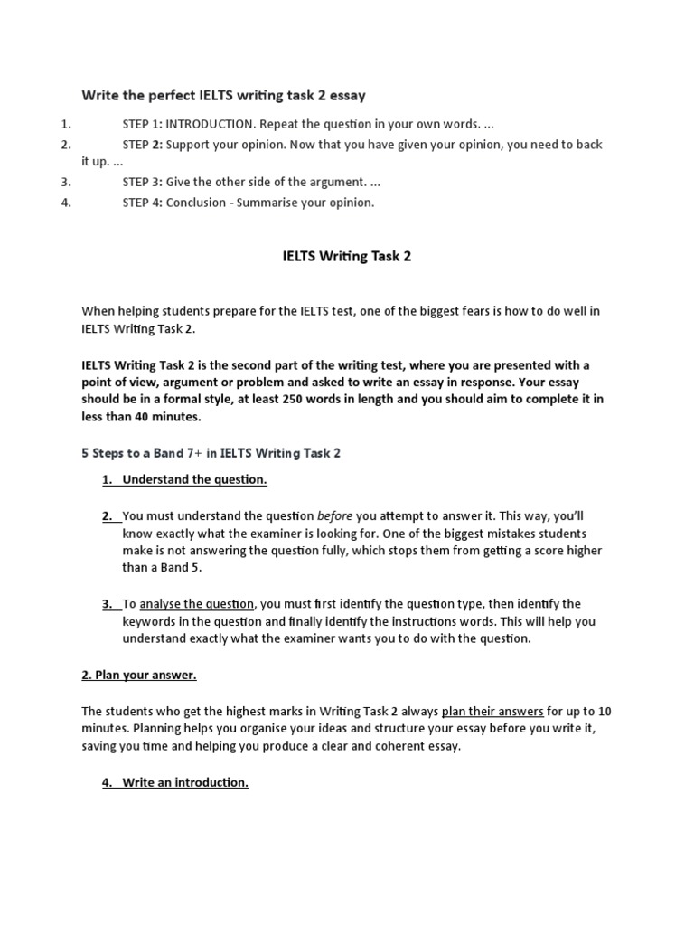 Write The Perfect IELTS Writing Task 2 Essay | PDF | Essays ...