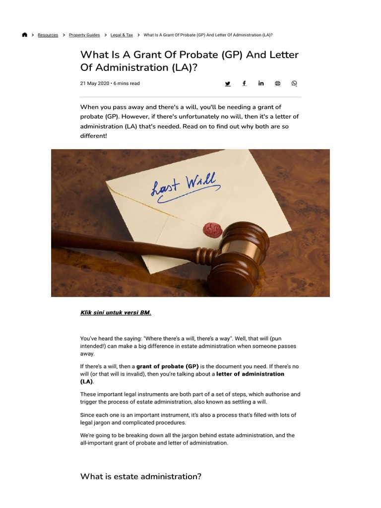What Is A Grant of Probate (GP) and Letter of Administration (LA ...