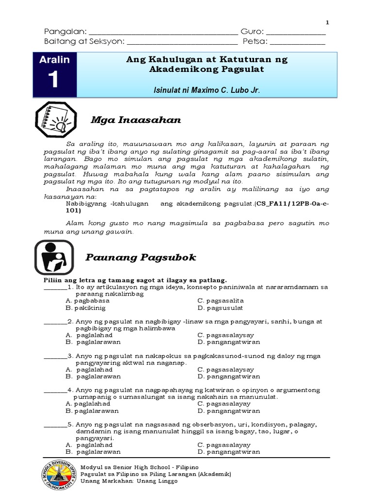 Aralin: Mga Inaasahan | PDF