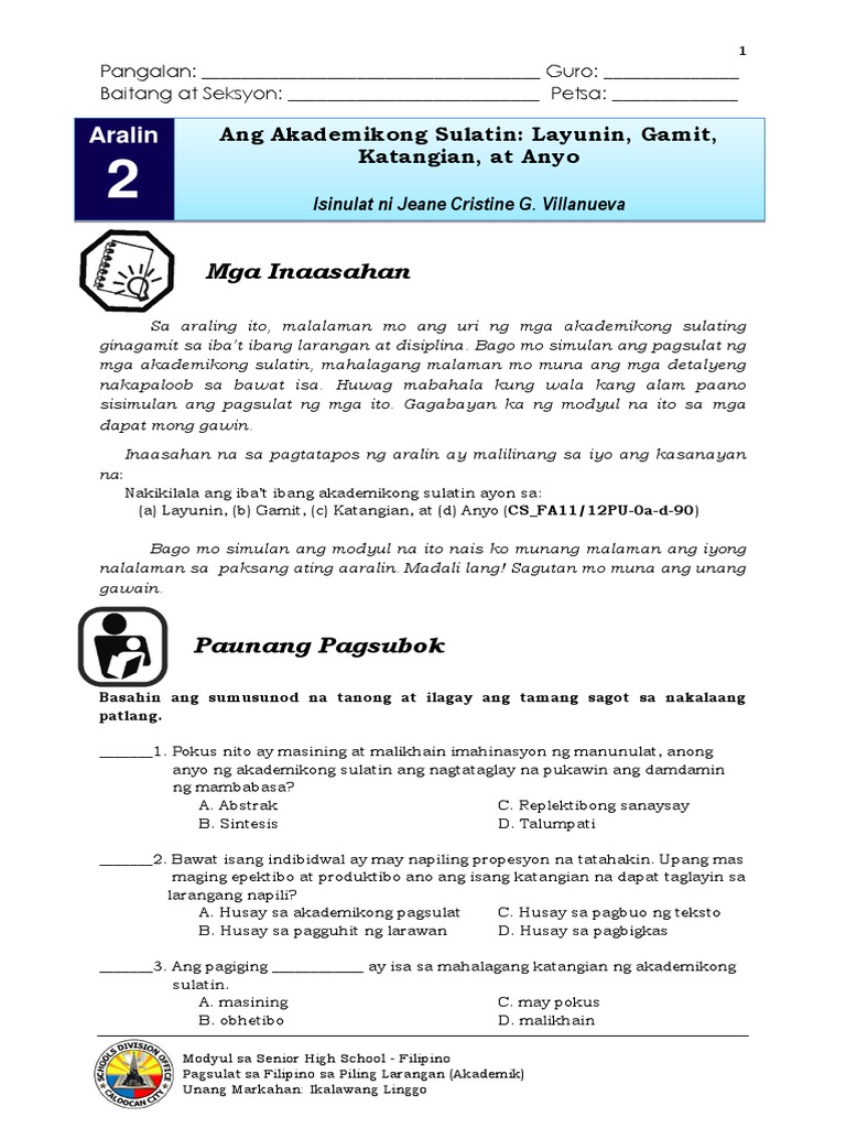 Aralin: Mga Inaasahan | PDF