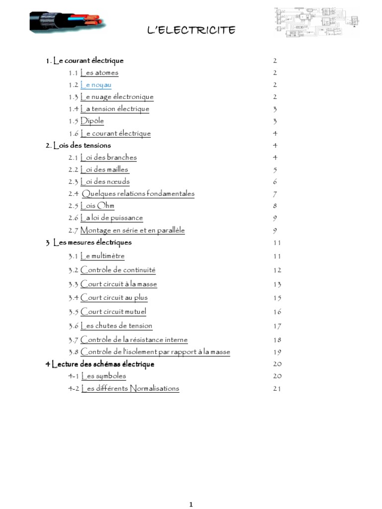 287 Cours Électricité de Base | PDF | Tension électrique | Réseau ...