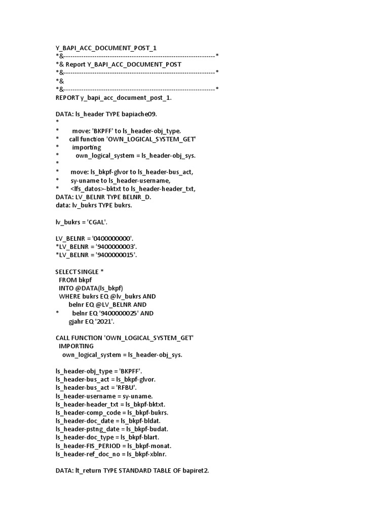 Bapi Acc Document Post | PDF | Control Flow | Information Age