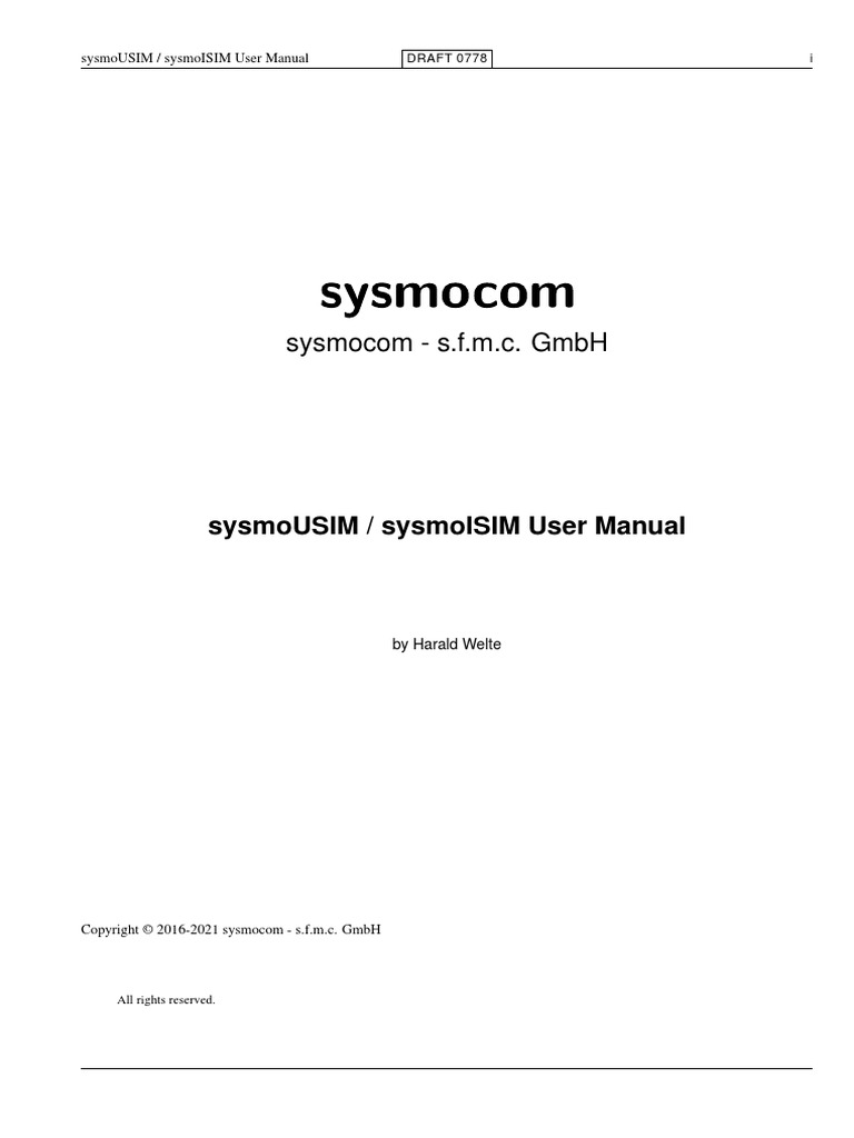 Sysmocom - S.F.M.C. GMBH: Sysmousim / Sysmoisim User Manual | PDF | Gsm ...