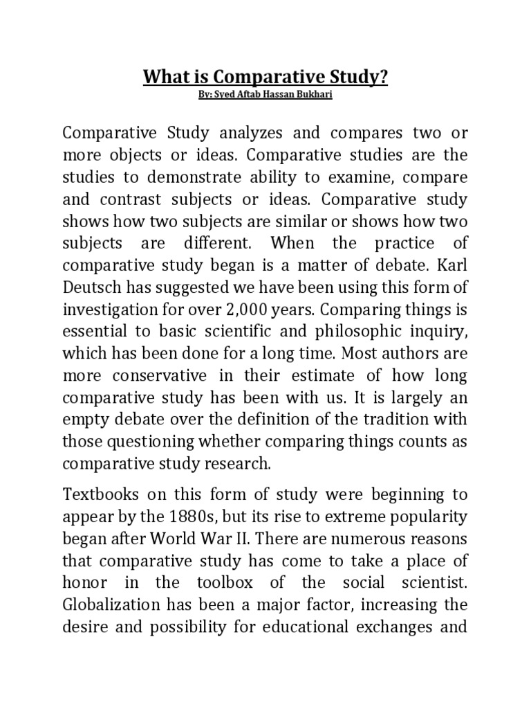 What Is Comparative Study?: By: Syed Aftab Hassan Bukhari | PDF ...