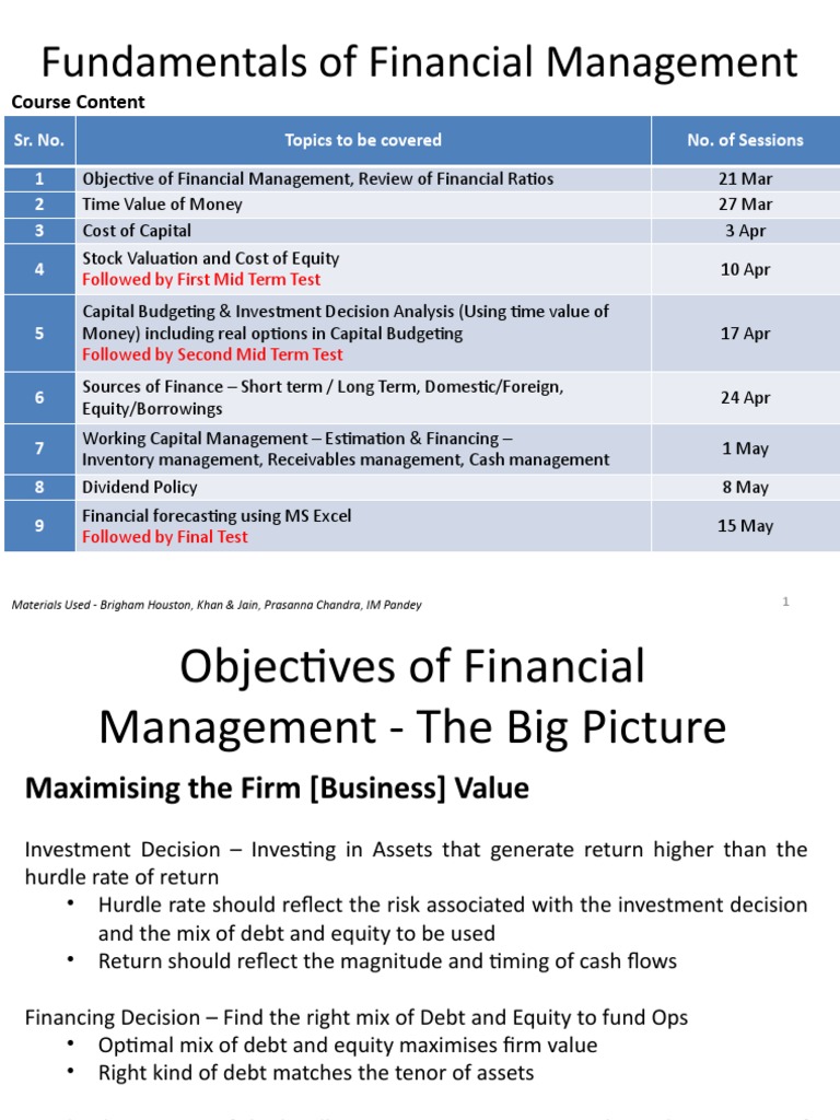 Fundamentals of Financial Management Lecture Notes 21mar2021 | PDF ...