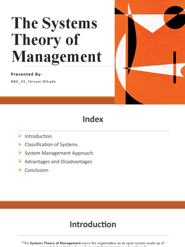The Systems Theory of Management | PDF | System | Systems Theory