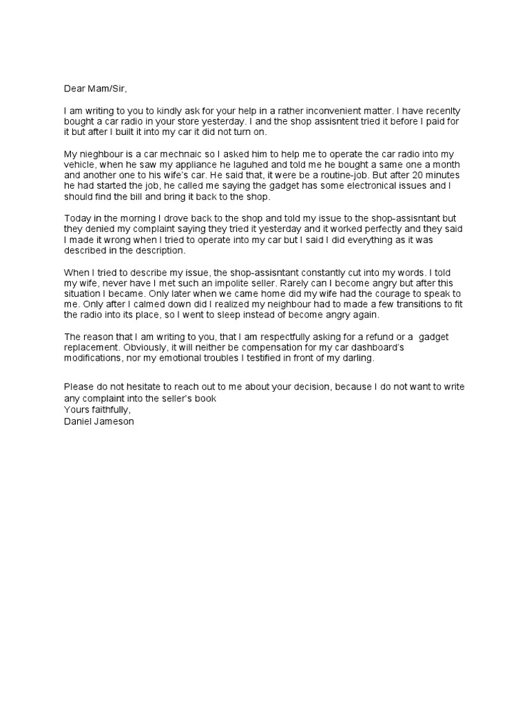 Letter To The Manager | PDF