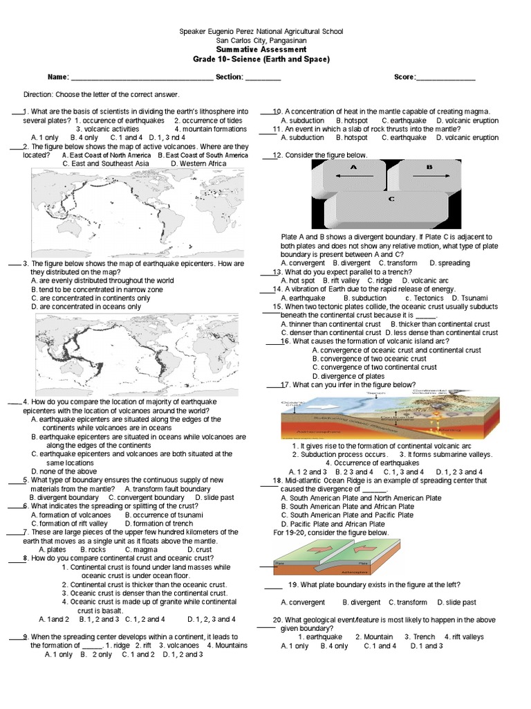 Name: - Section: - Score | PDF | Plate Tectonics | Volcano