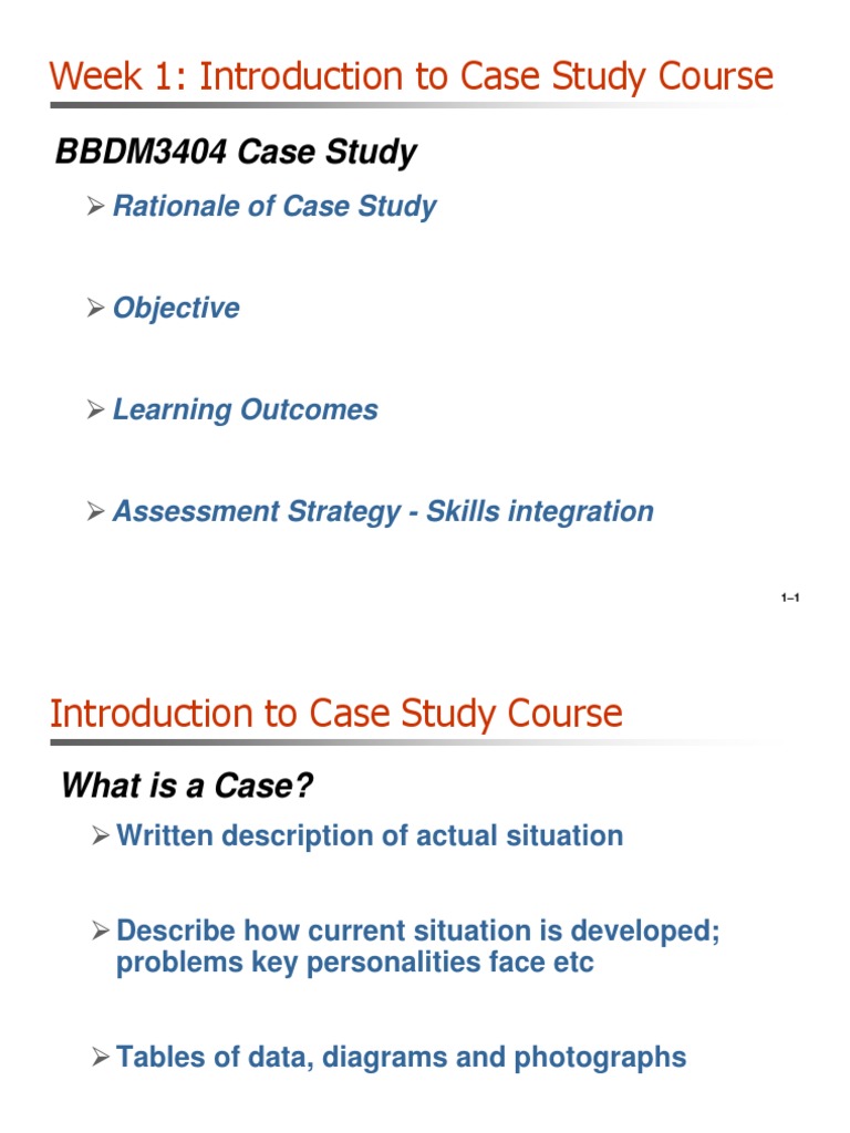 Week 1: Introduction To Case Study Course | PDF | Analysis | Evaluation