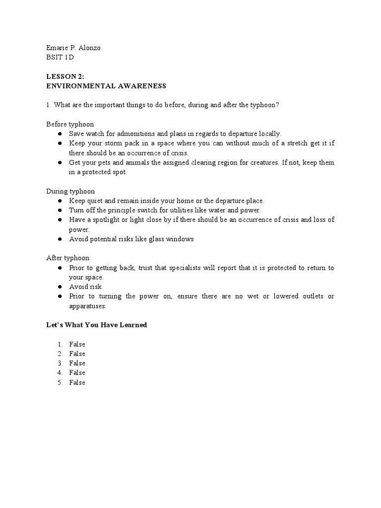 LESSON 2 Environmental Awareness | PDF