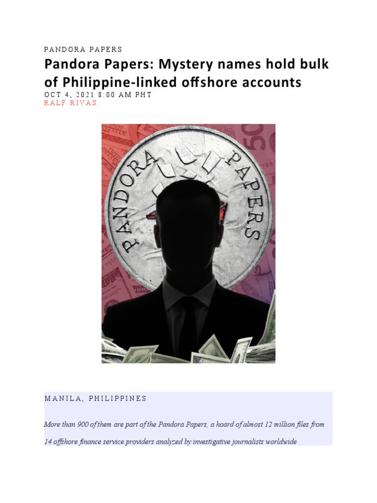 Pandora Papers - Mystery Names Hold Bulk of Philippine-Linked Offshore ...