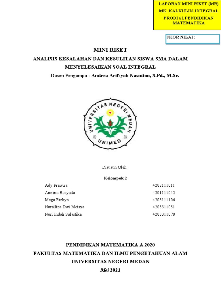 Kel. 2 Mini Riset Kalkulus Integral | PDF | Karier & Perkembangan