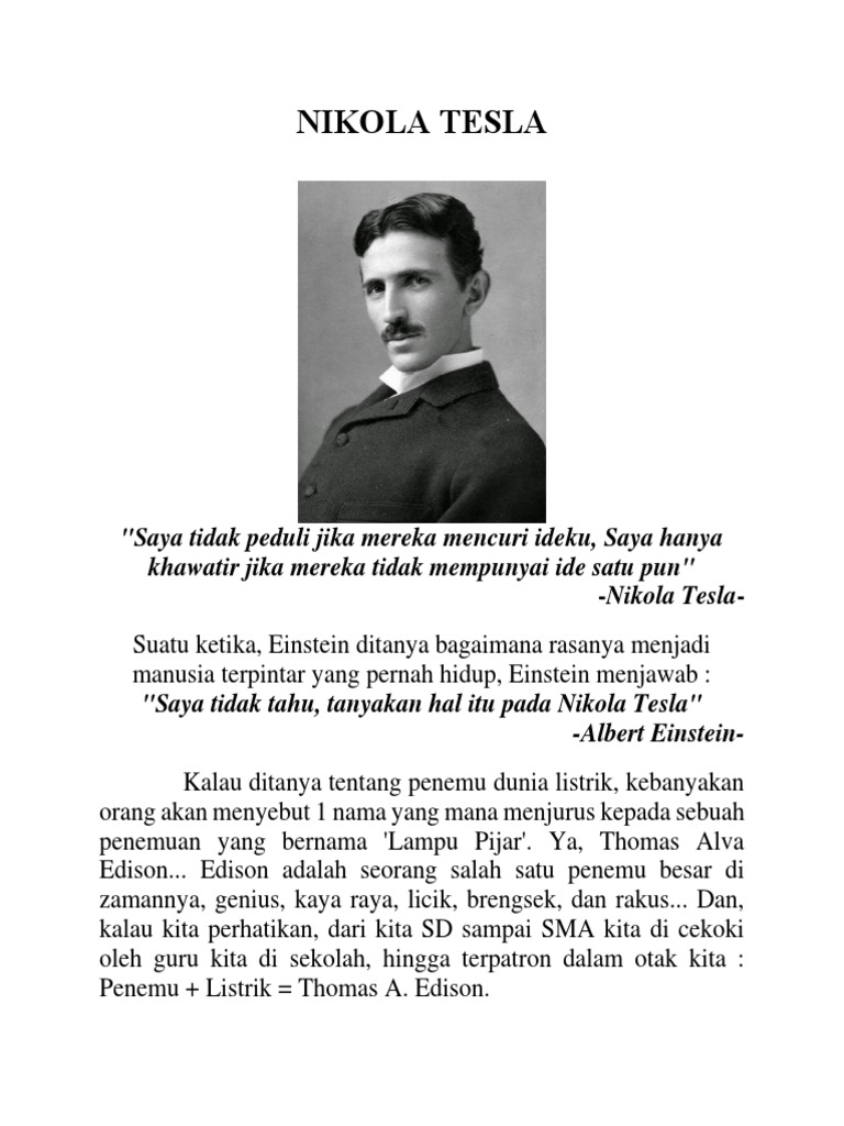 Biografi Singkat Nikola Tesla | PDF