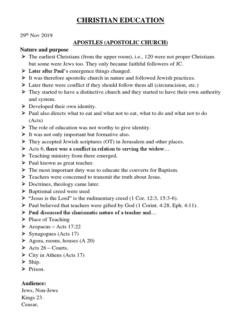 Christian Education (Class Notes) | PDF | Thought | Cognitive Development