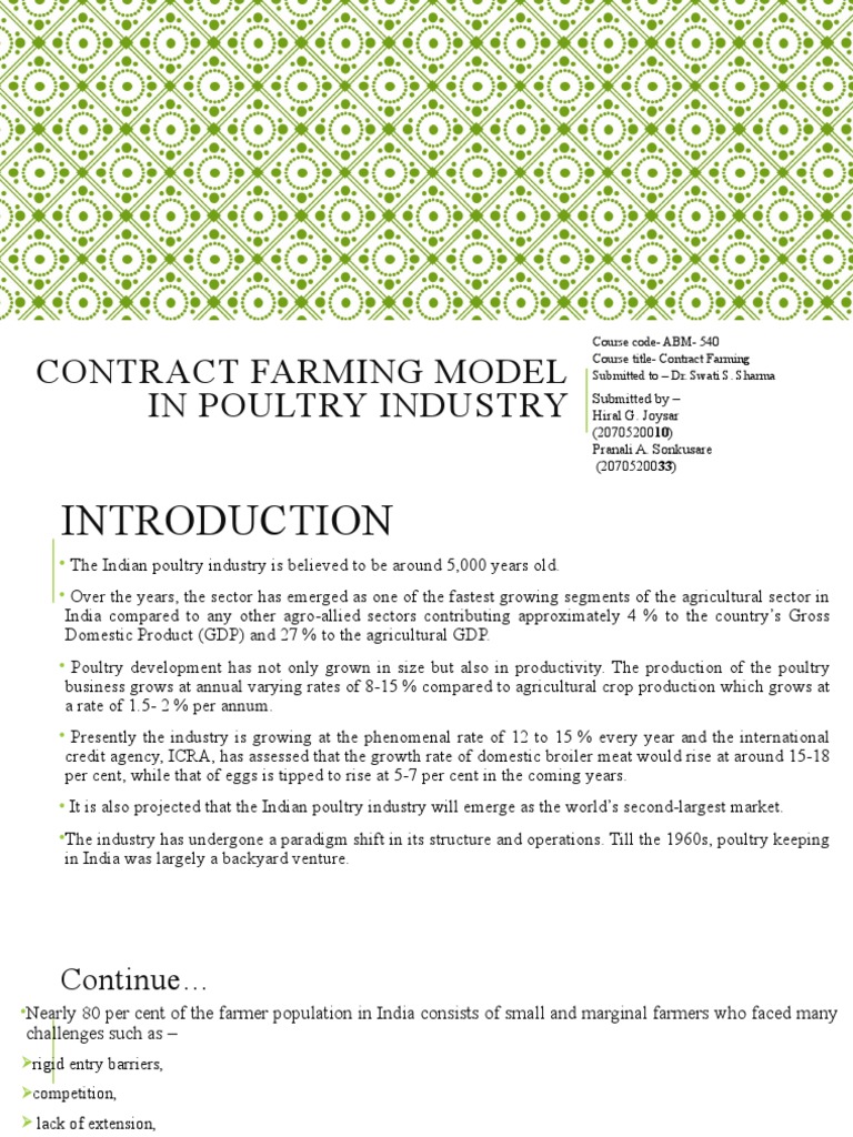 Contract Farming in Poultry | PDF | Poultry Farming | Agriculture