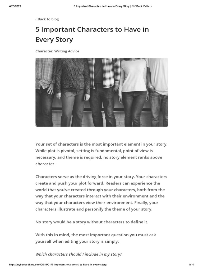 5 Important Characters To Have in Every Story - NY Book Editors | PDF ...