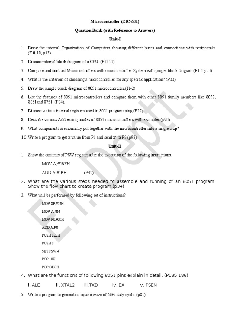 Micro Controller Question Bank | PDF | Microcontroller | Analog To ...