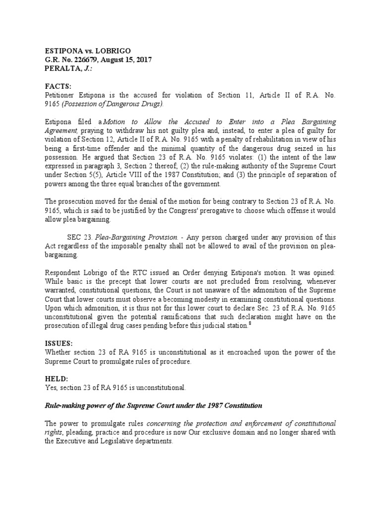 Plea Bargaining RA 9165 | PDF | Plea | Plea Bargain