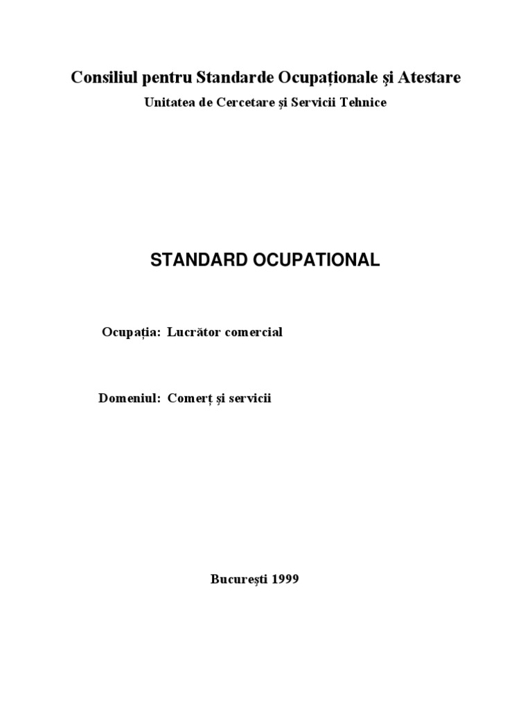 Standard Ocupational Lucrator Comercial | PDF