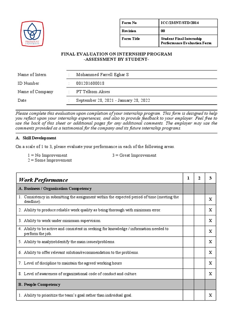 Performance Evaluation by Student | PDF | Performance Appraisal | Goal