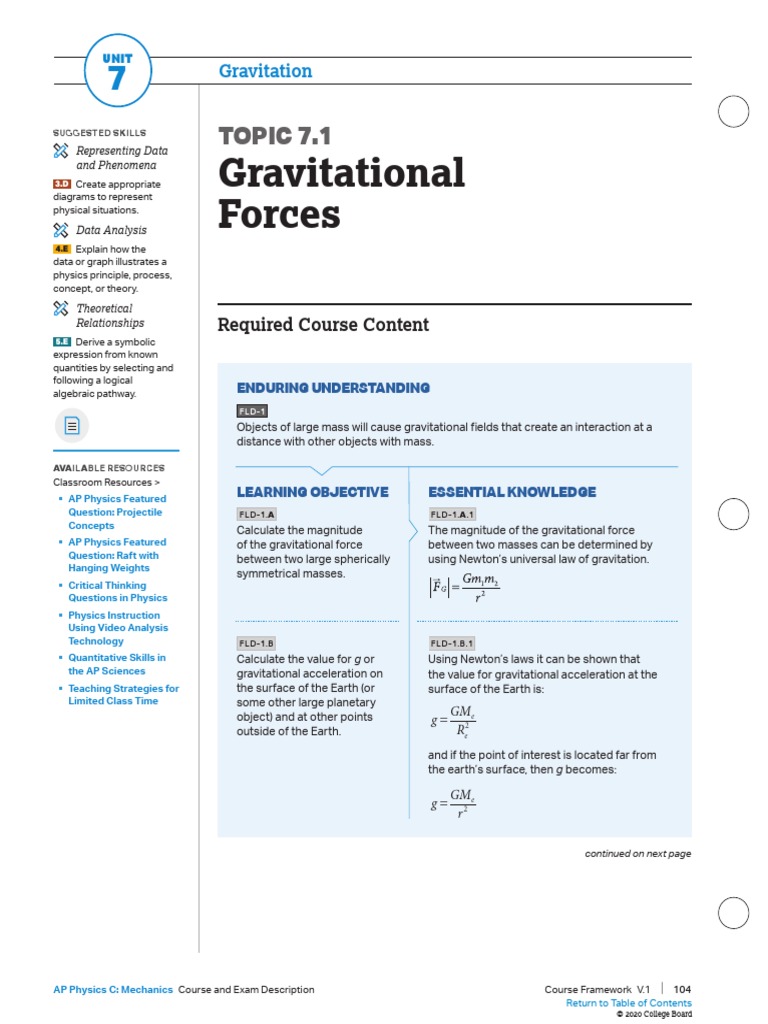 Gravitational Forces: TOPIC 7.1 | PDF | Orbit | Gravity