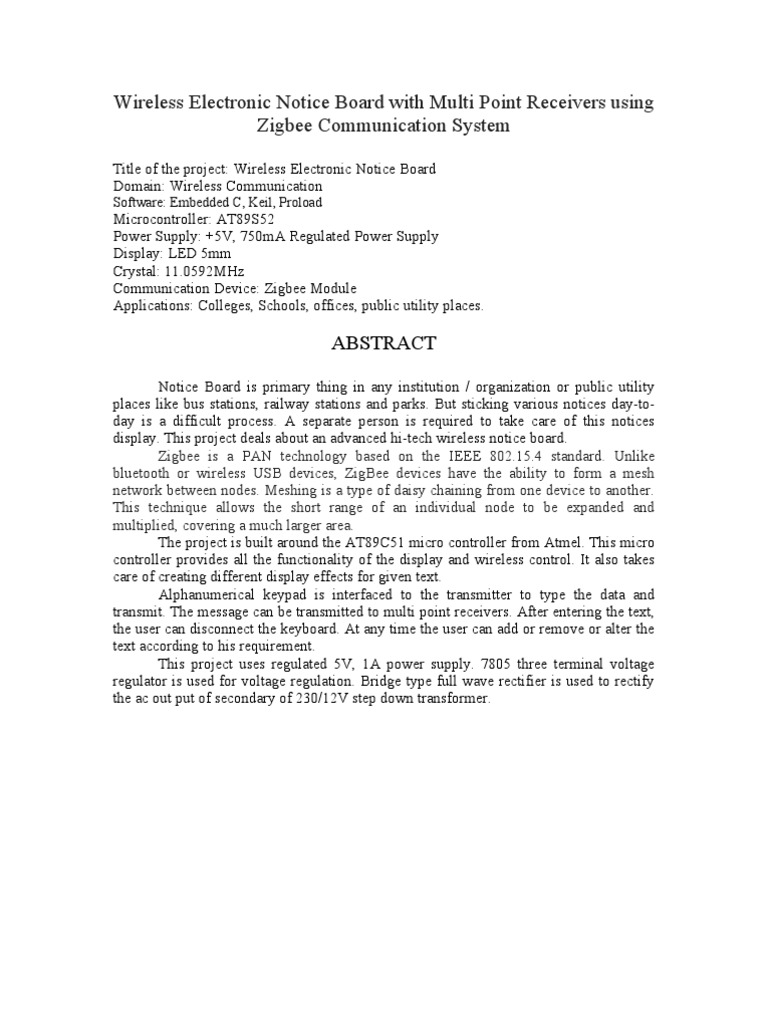Wireless Electronic Notice Board With Multi Point Receivers Using ...