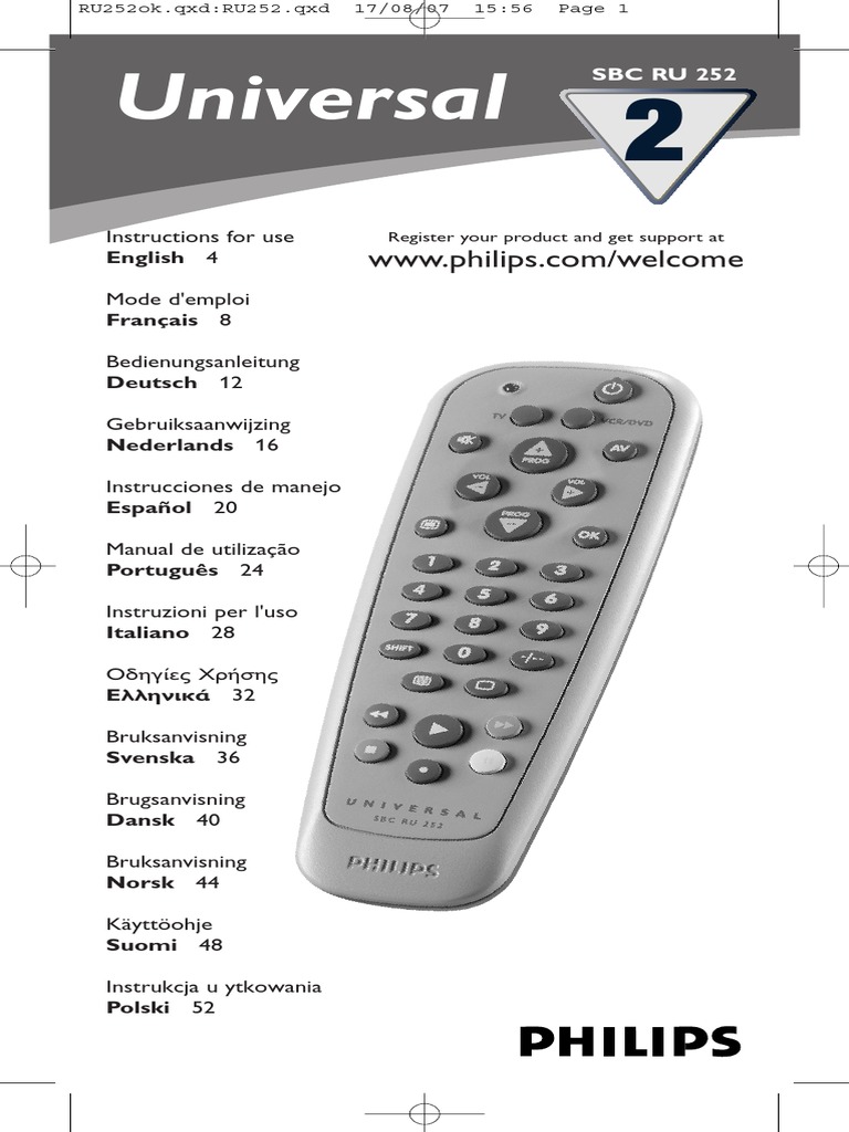 Mode D Emploi Telecommande Tv Philips Ambilight