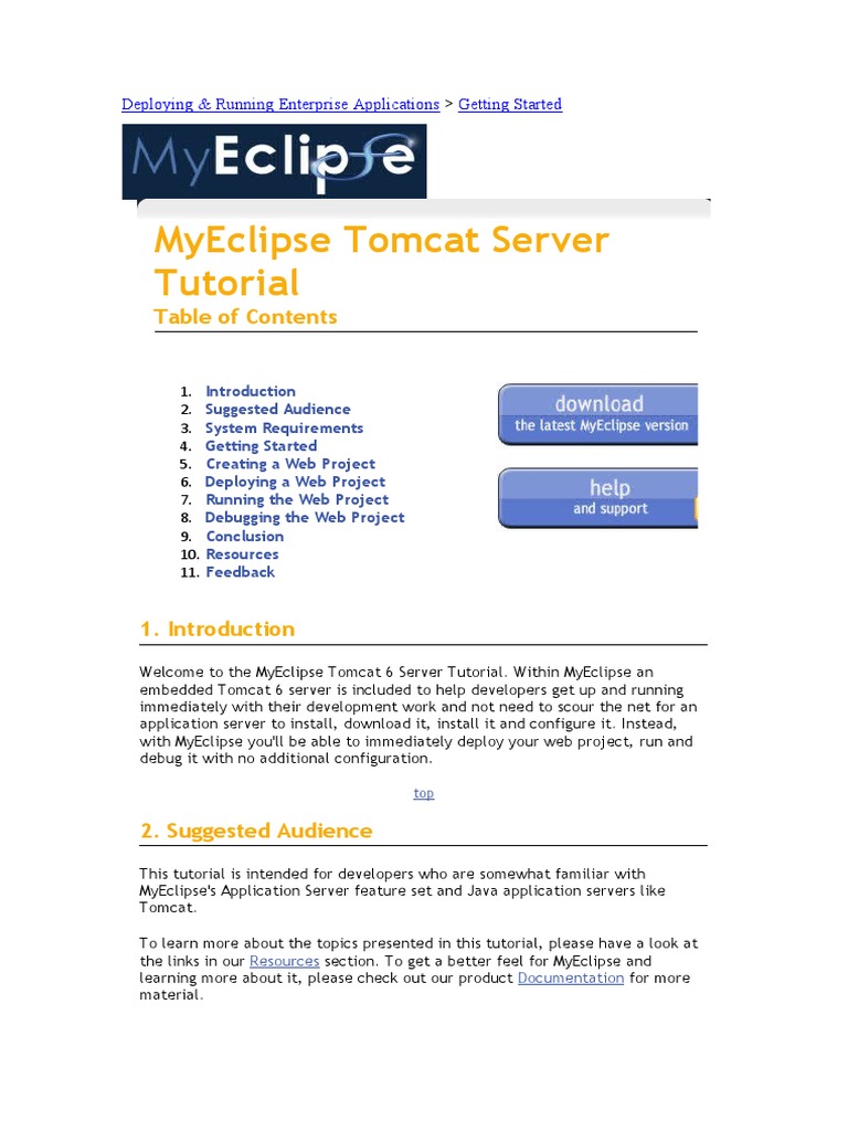 Getting Started with MyEclipse Tomcat Server | PDF | Internet & Web | Java Server Pages
