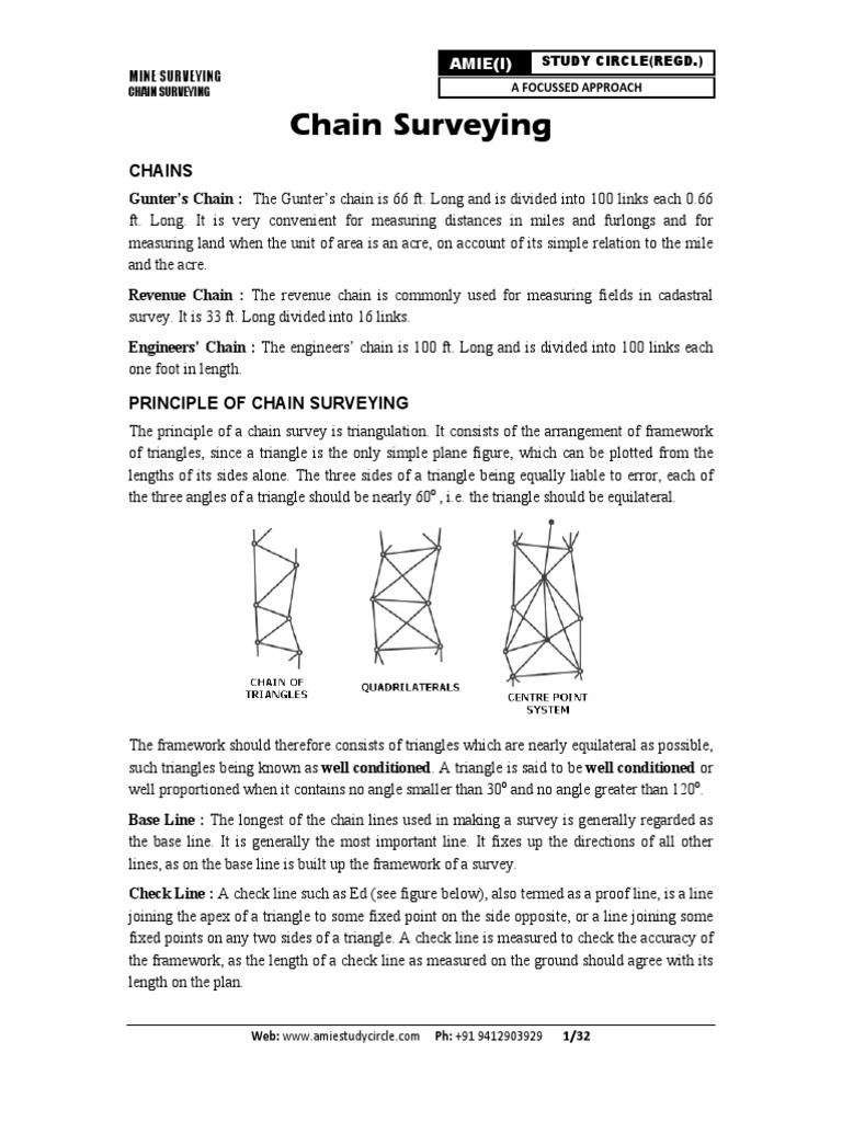 Chain Surveying Notes | PDF | Surveying | Area