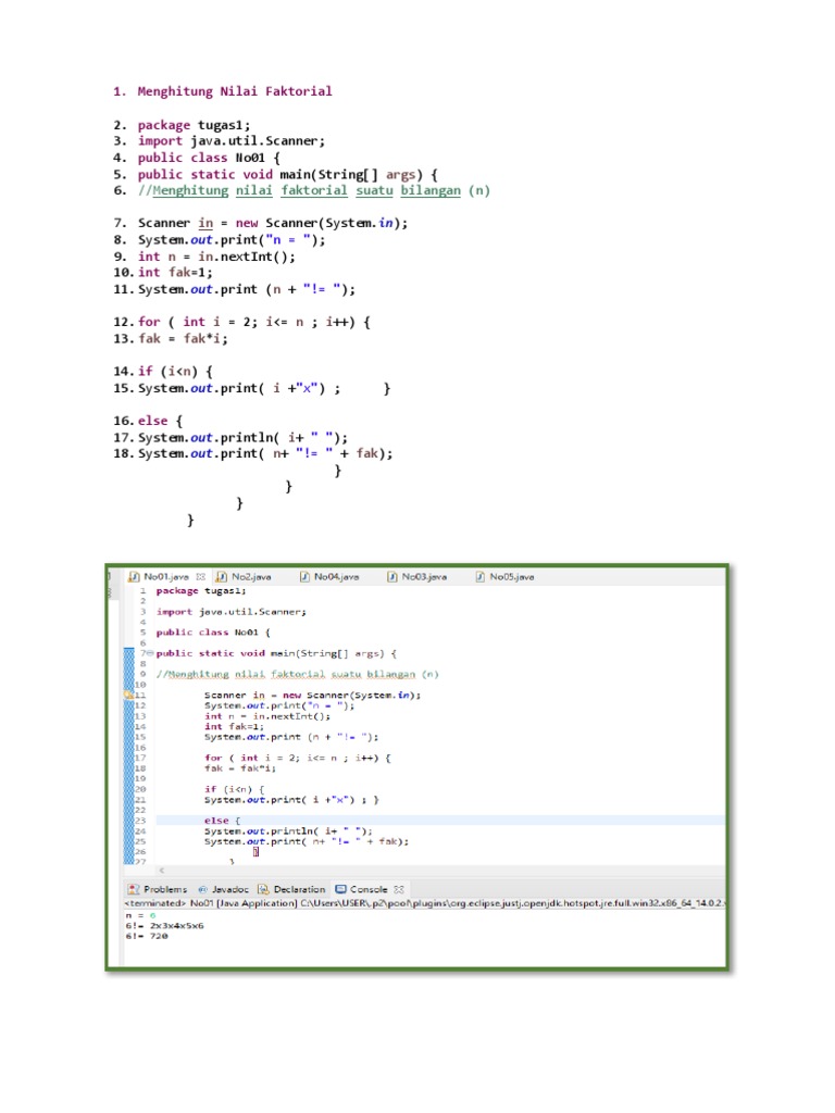 Menghitung Nilai Factorial | PDF | Computer Programming