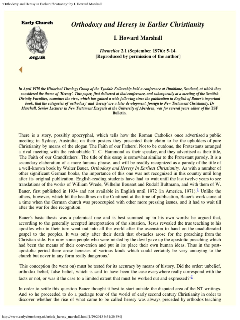 Early Christianity: Orthodoxy vs. Heresy | PDF | Paul The Apostle | New ...