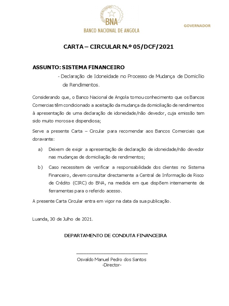 Circular Do BNA | PDF