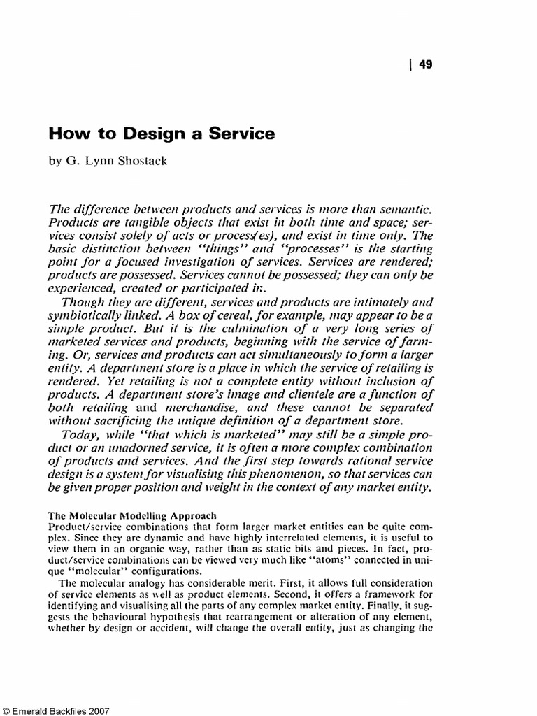 Shostack's Molecular Model for Services | PDF | Marketing | Engineering ...