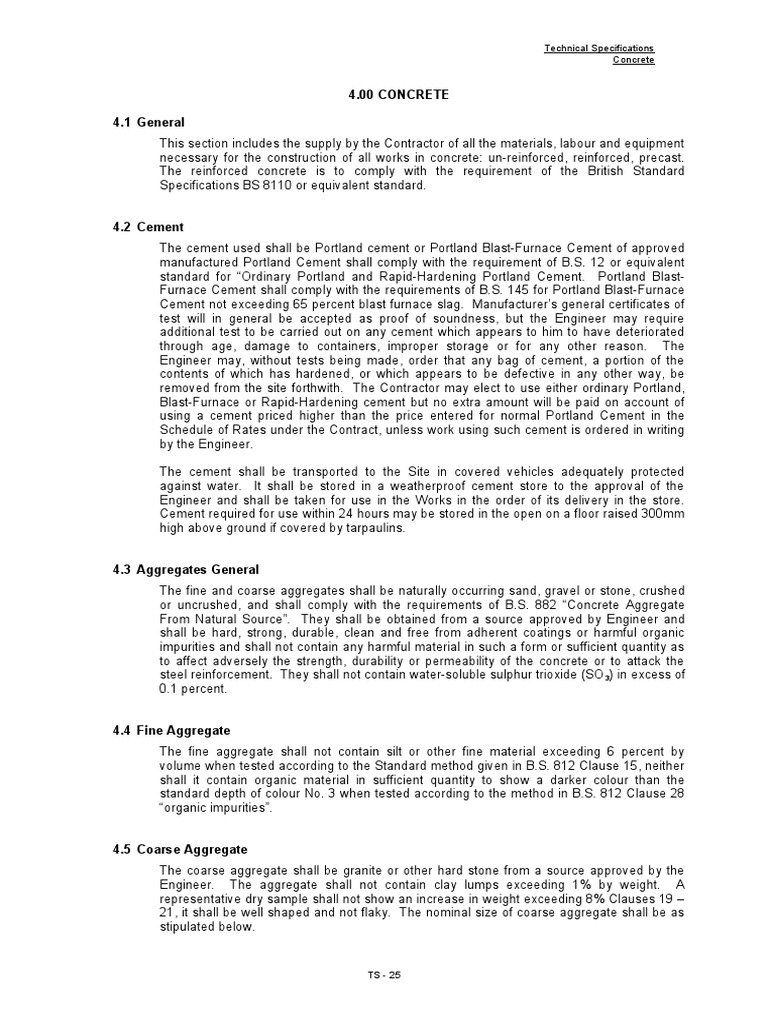 Concrete Technical Specifications | PDF | Concrete | Construction Aggregate