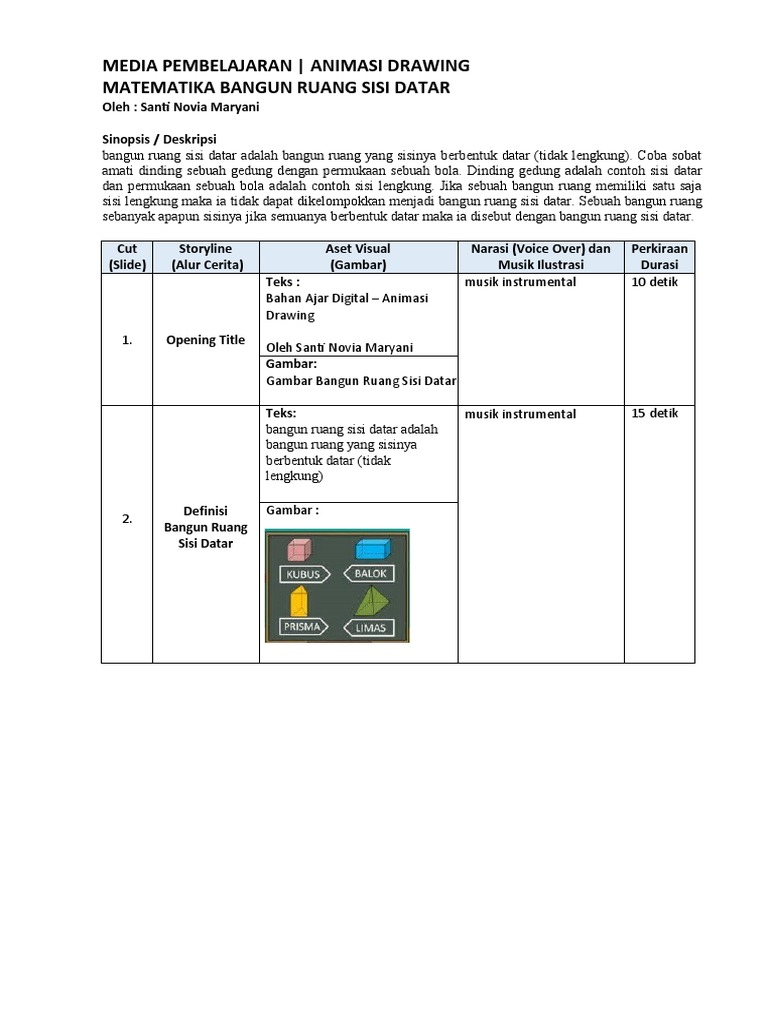 Contoh Storyline - Bangun Ruang Sisi Datar | PDF
