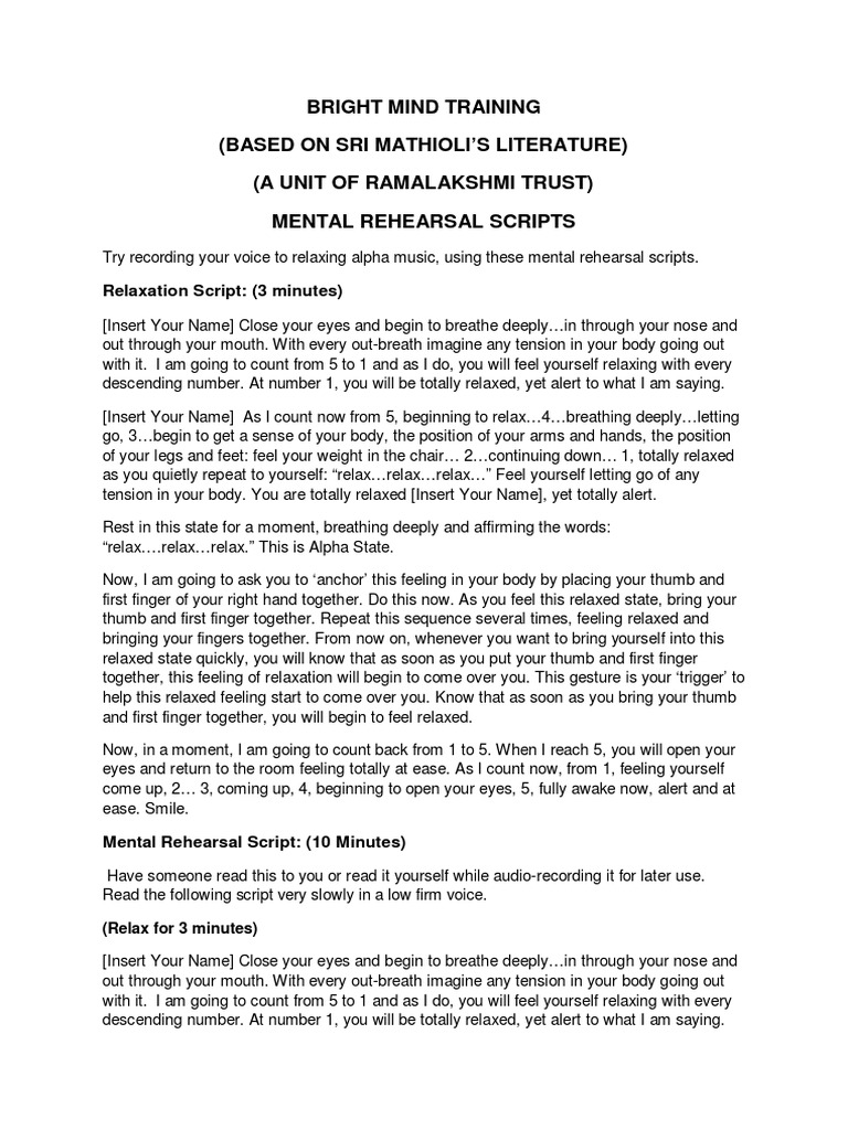 Mental Rehearsal Script | PDF | Test (Assessment)