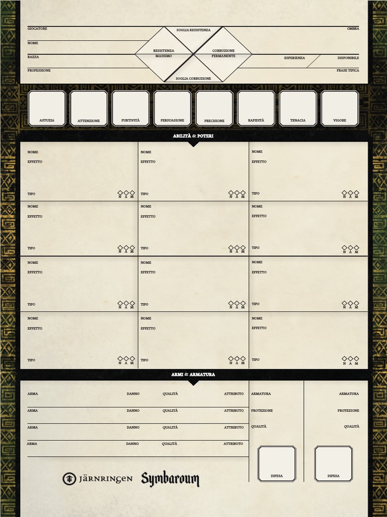 Symbaroum - Scheda PG (WebEd) | PDF