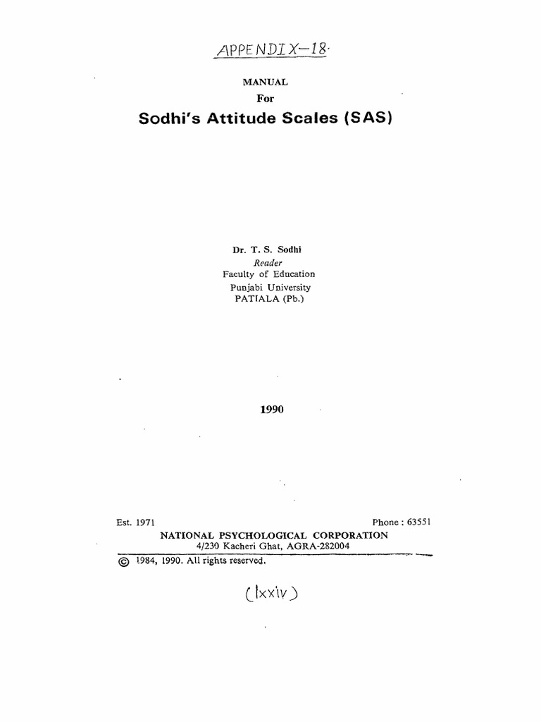Sodhi's Attitude Scales (SAS) | PDF | Validity (Statistics) | Psychology