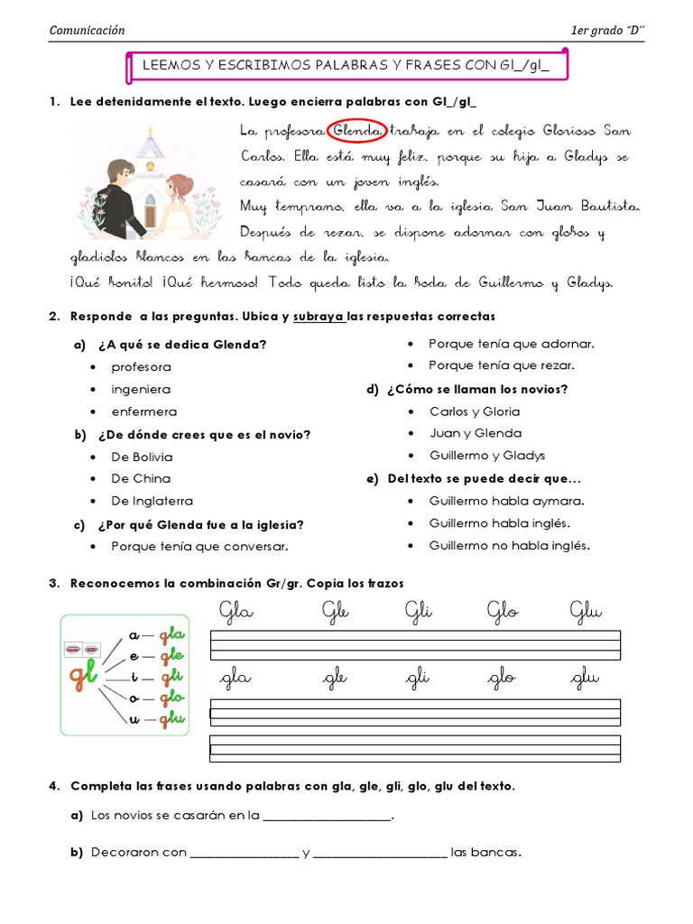 LEEMOS Y ESCRIBIMOS CON LA GL - GL | PDF