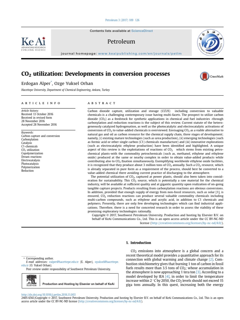 CO2 Utilization Developments in Conversion Processes | PDF | Catalysis ...