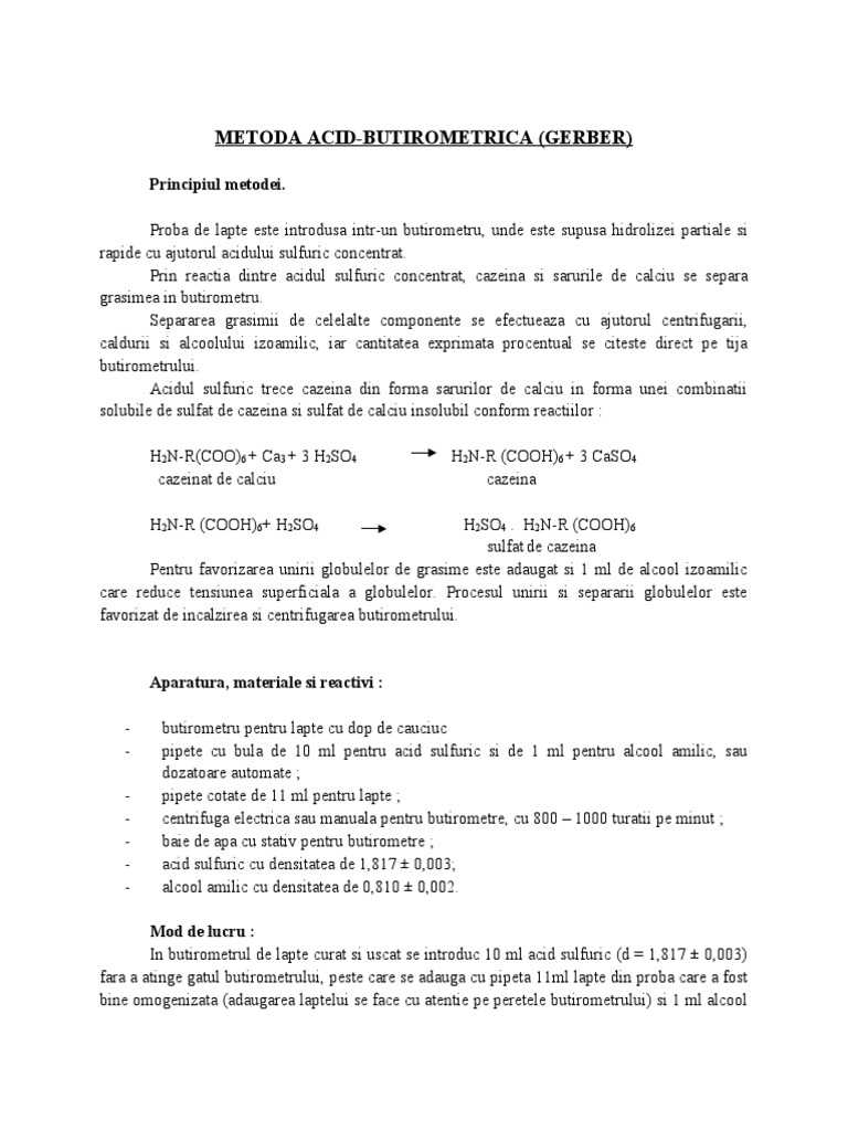 Prelucrarea Laptelui-Metoda Gerber | PDF