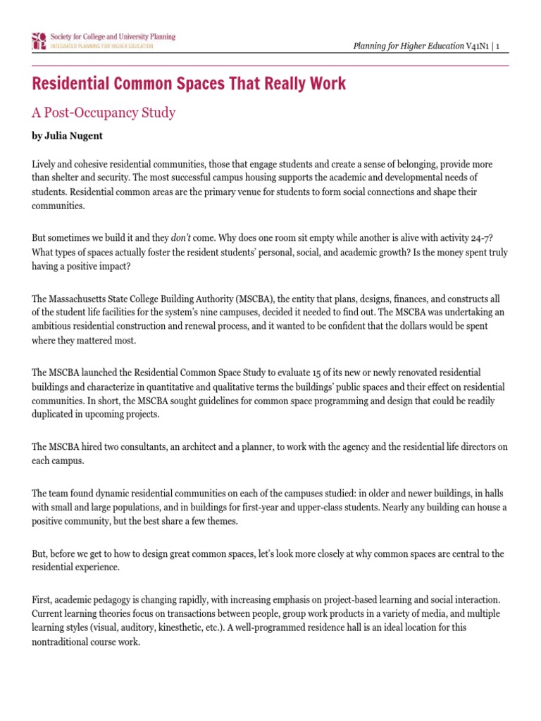 Residential Common Spaces That Really Work: A Post-Occupancy Study ...
